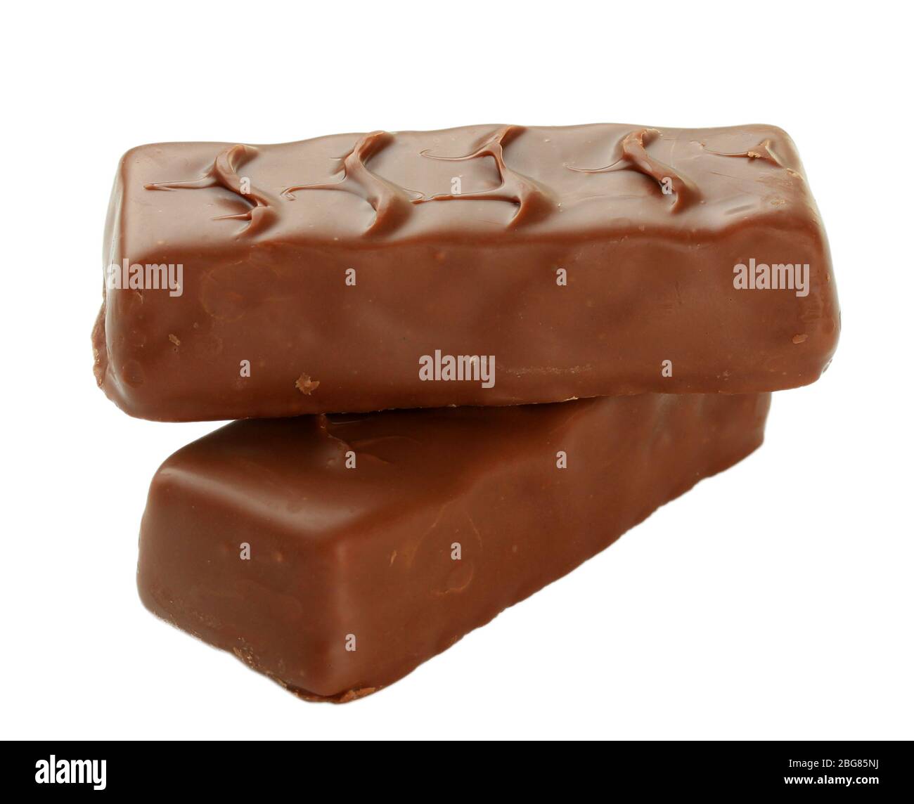 Two delicious chocolate bars isolated on white Stock Photo - Alamy