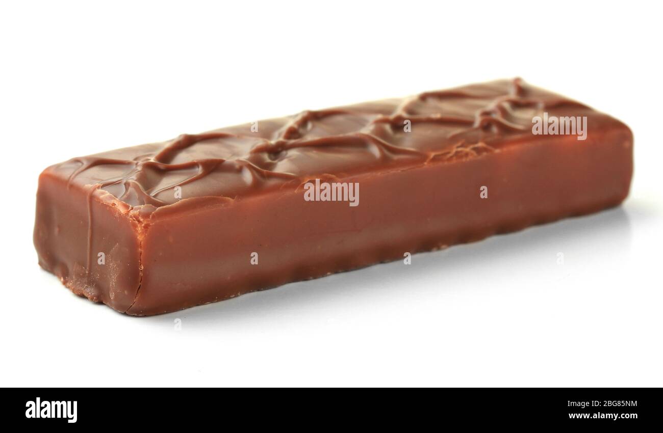 Delicious chocolate bar isolated on white Stock Photo - Alamy