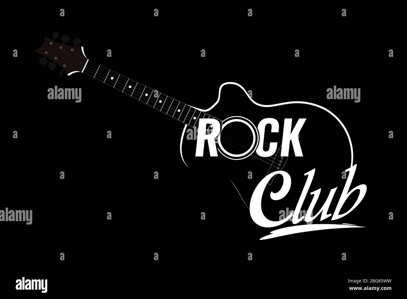 Guitar illustration with cation Rock Club for Music Club or Bar ...
