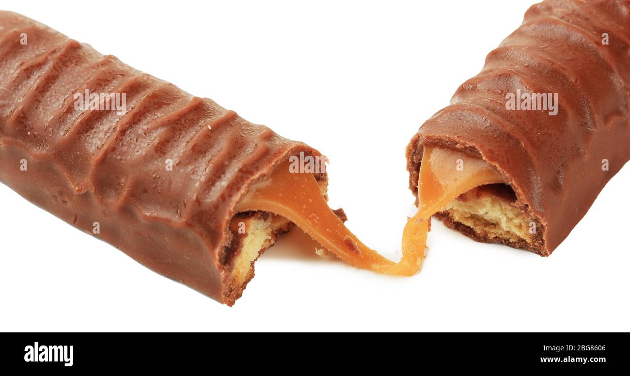 Delicious chocolate bars isolated on white Stock Photo - Alamy