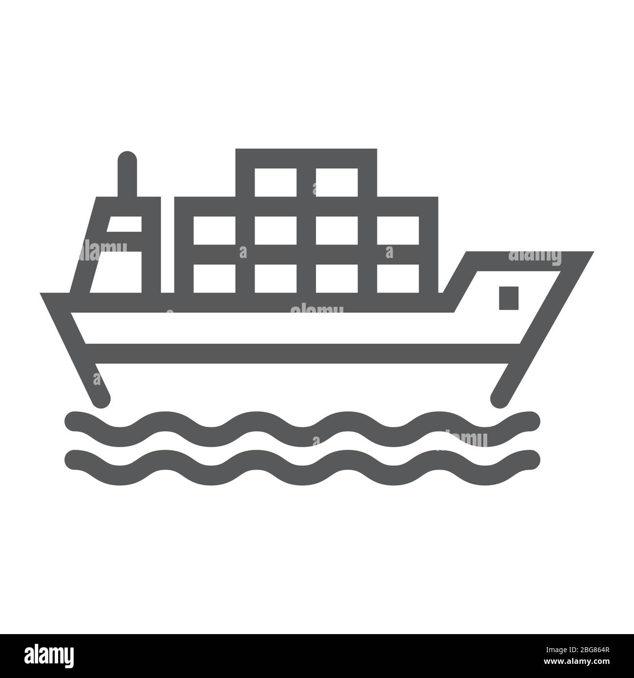 Cargo ship line icon, logistic and delivery, delivery ship sign vector ...