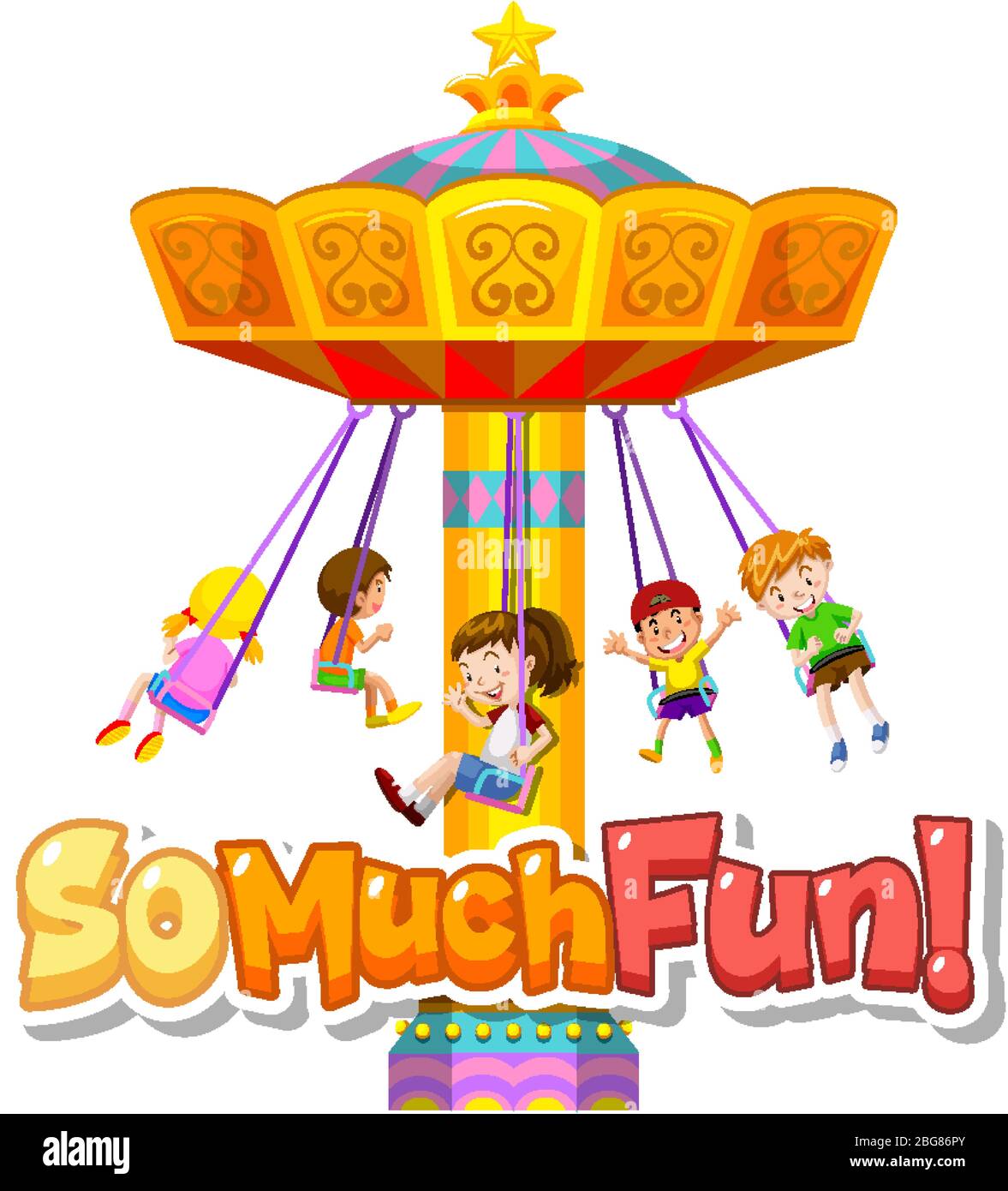 Font design for phrase so much fun with kids playing illustration Stock ...