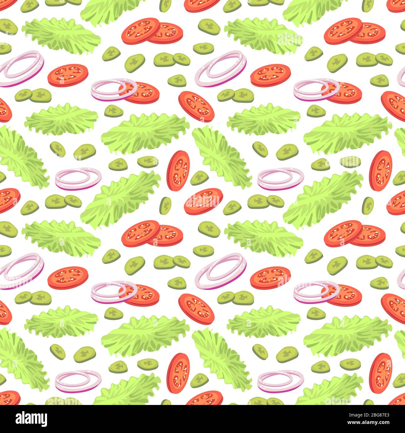 Fresh greens food seamless pattern. Vegan vector background ...