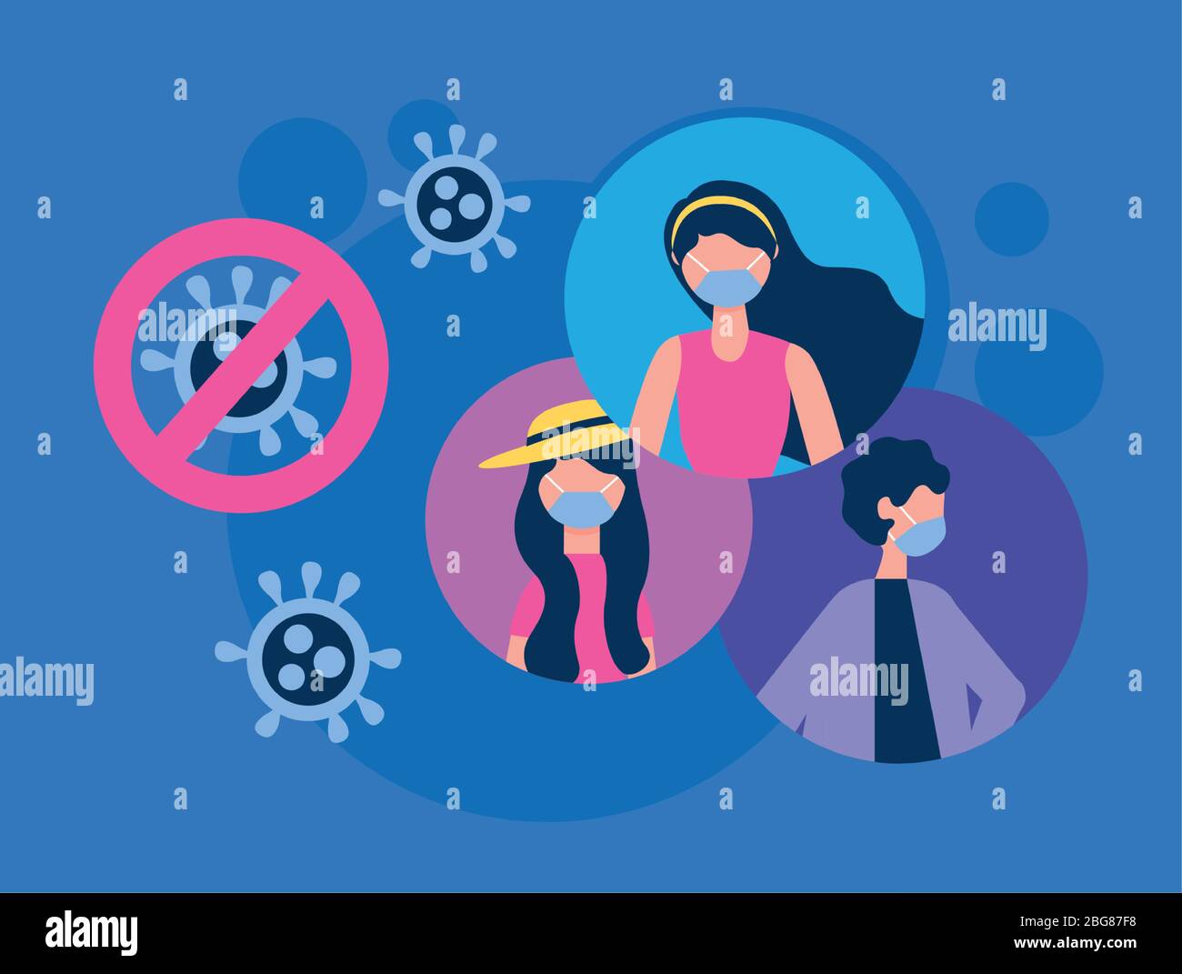 people using face masks with stop covid19 signal Stock Vector Image ...