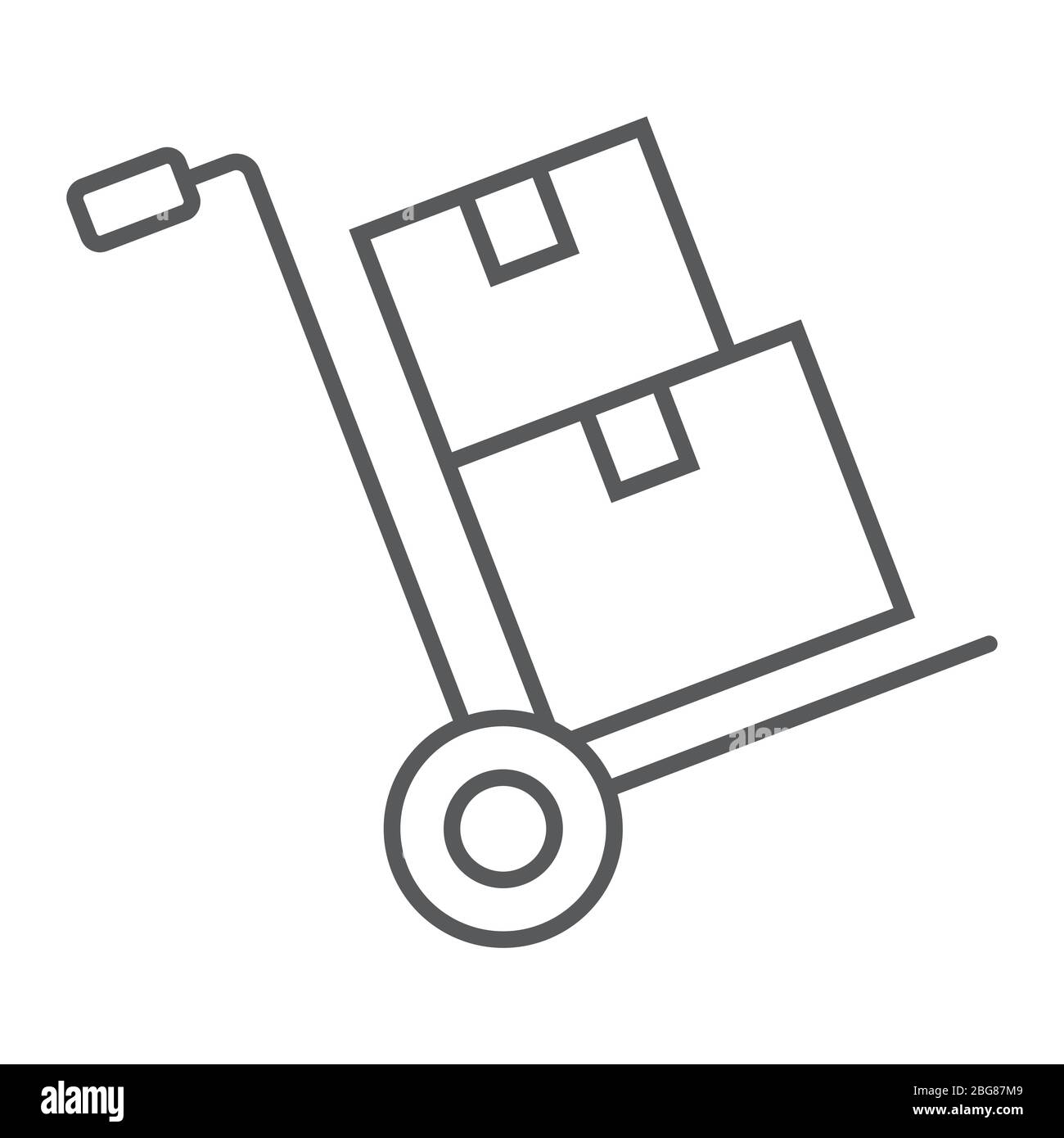 Hand truck with cardboard boxes thin line icon, logistic and delivery ...