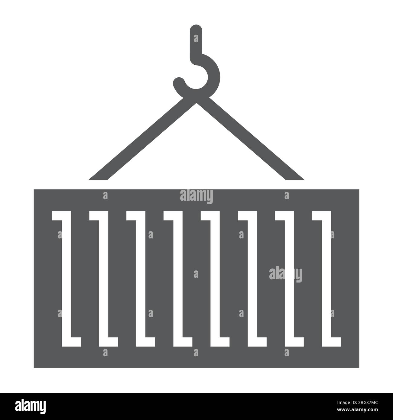 Crane Container glyph icon, logistic and delivery, crane lift container ...