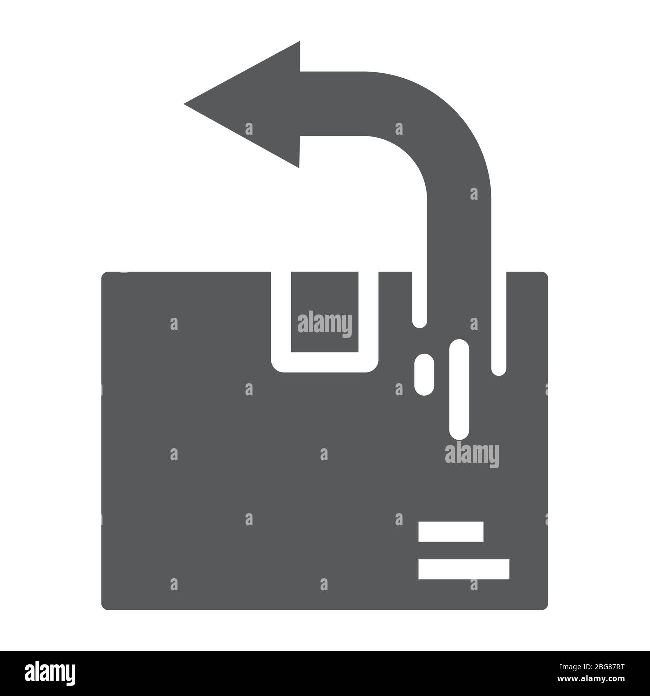 Return shipping glyph icon, logistic and delivery, package box return ...