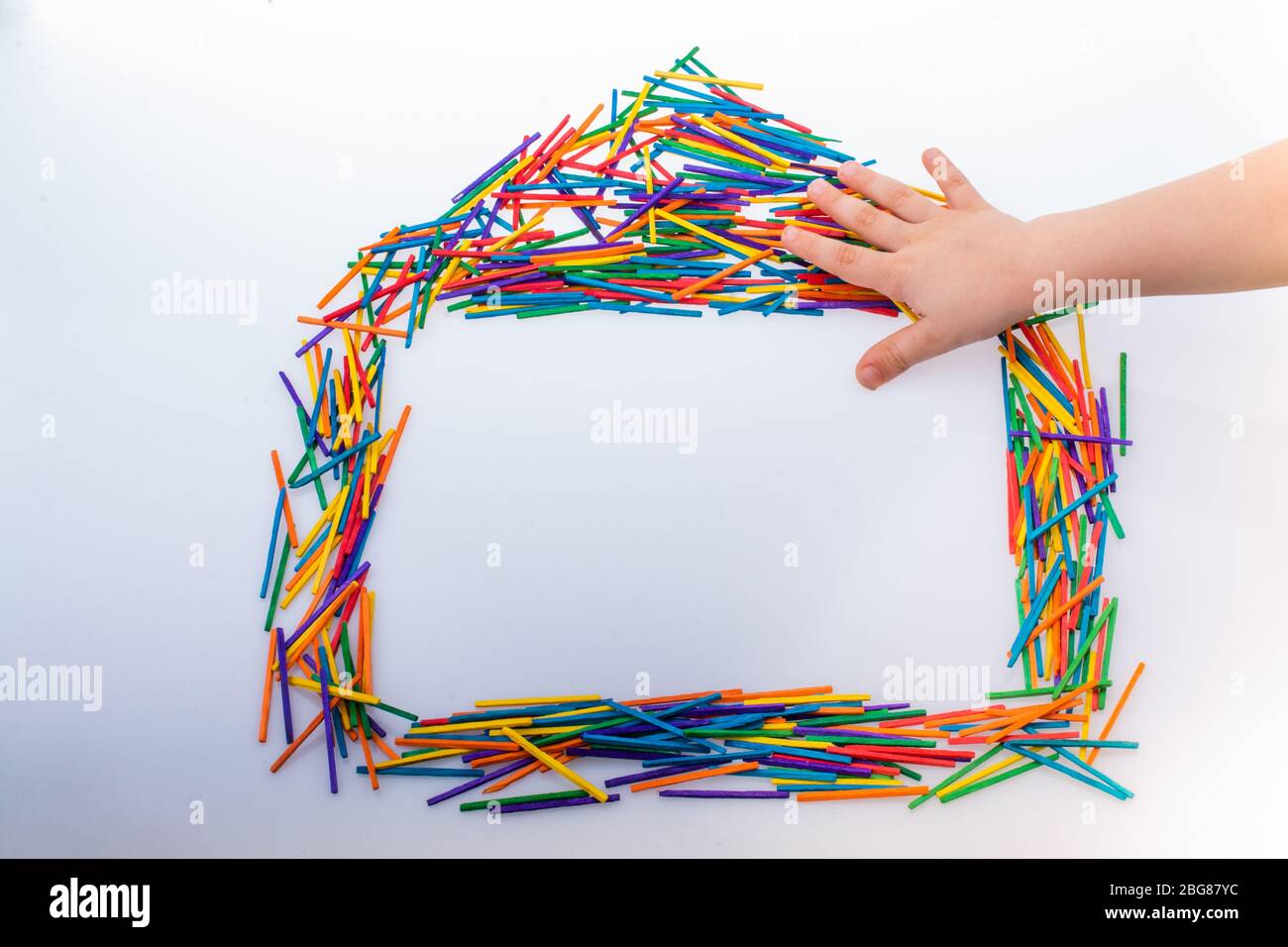 House shape made with colorful sticks as creative concept Stock Photo ...