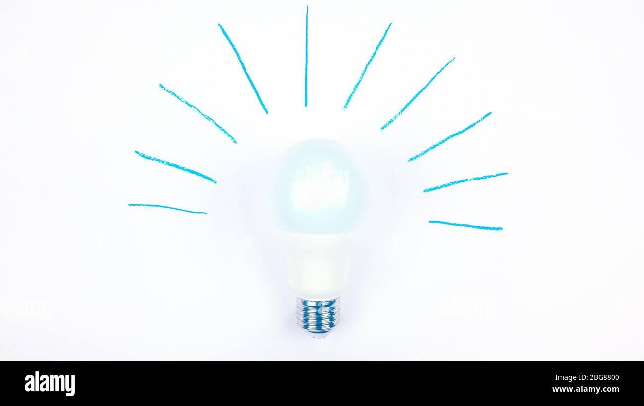 LED light bulb on a white background, the concept idea,plan ...
