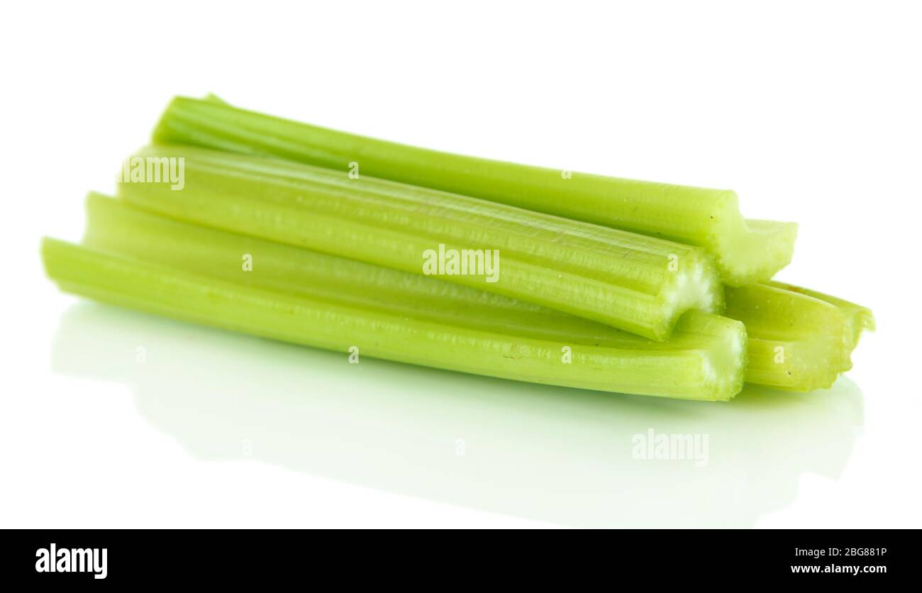 Fresh green celery isolated on white Stock Photo - Alamy