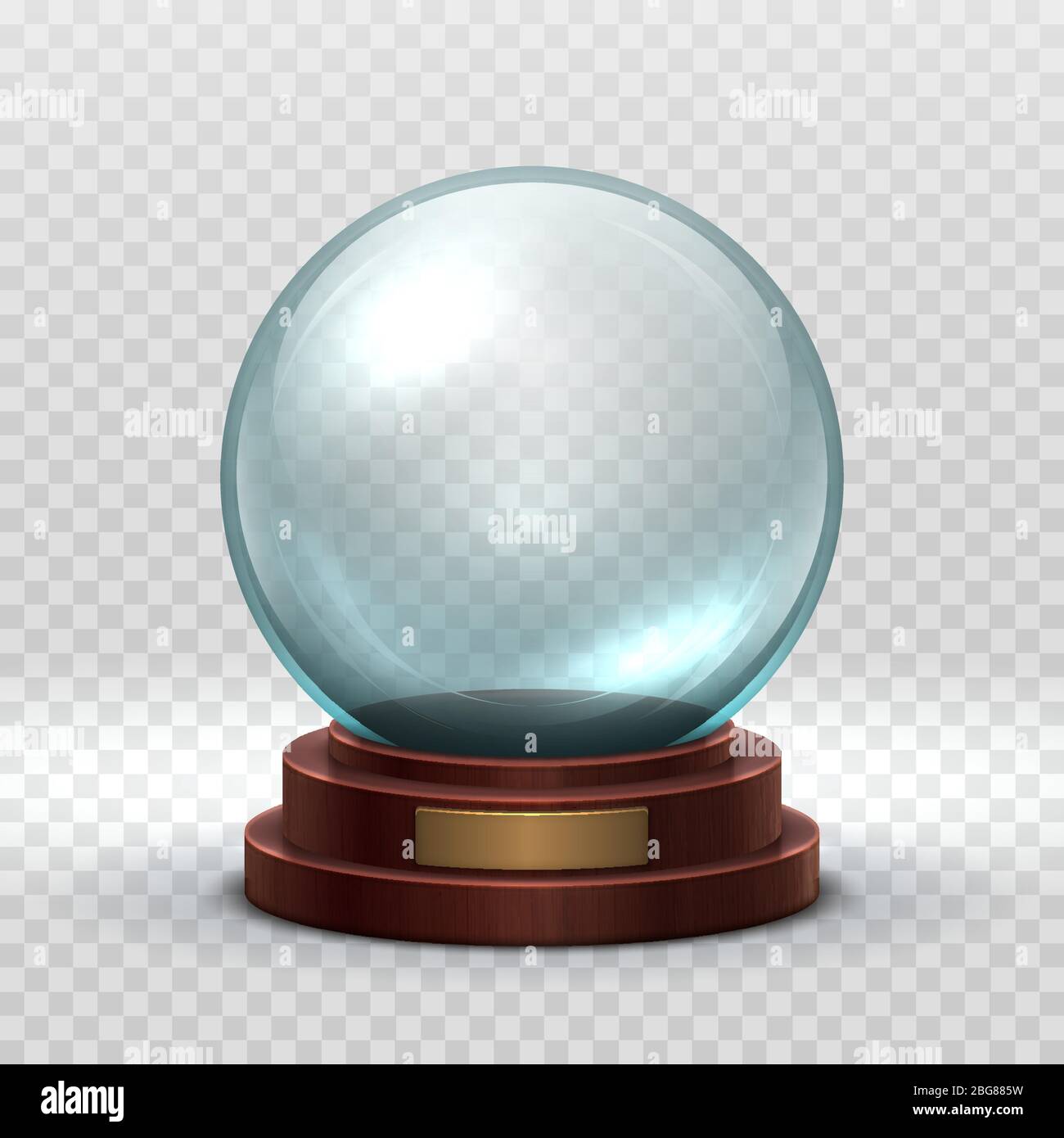 Christmas snowglobe. Crystal glass empty ball. Magic xmas holiday snow ...