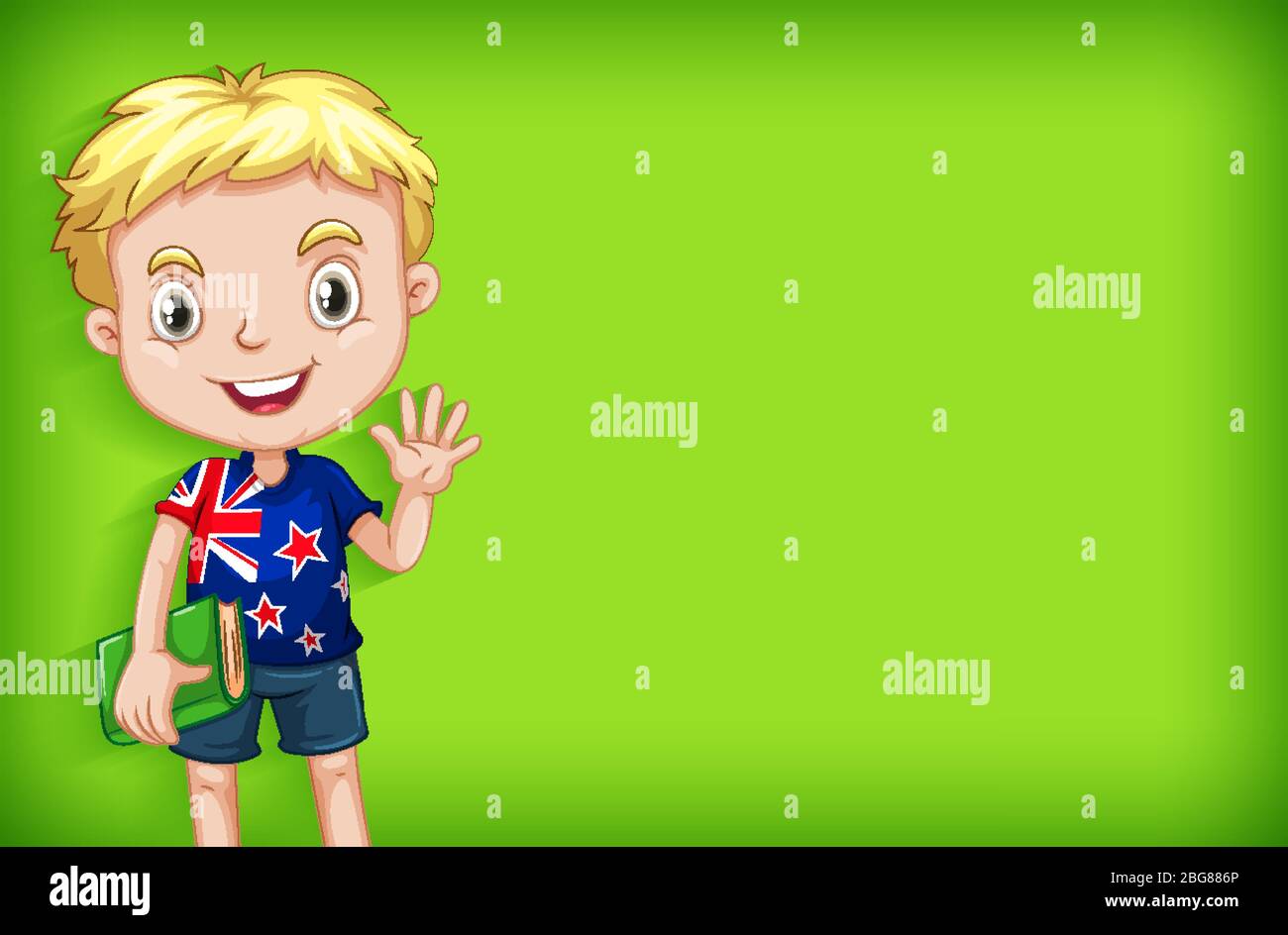 Background template with plain color wall and happy boy illustration ...