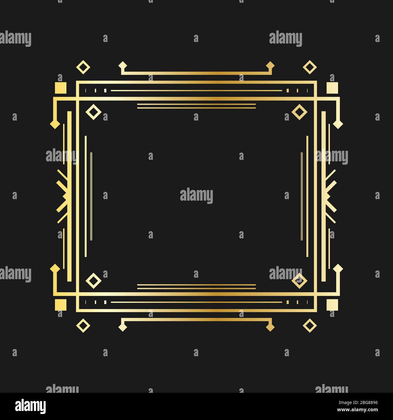 Ornamental decorative gold frame. Art deco line border. Vector ...