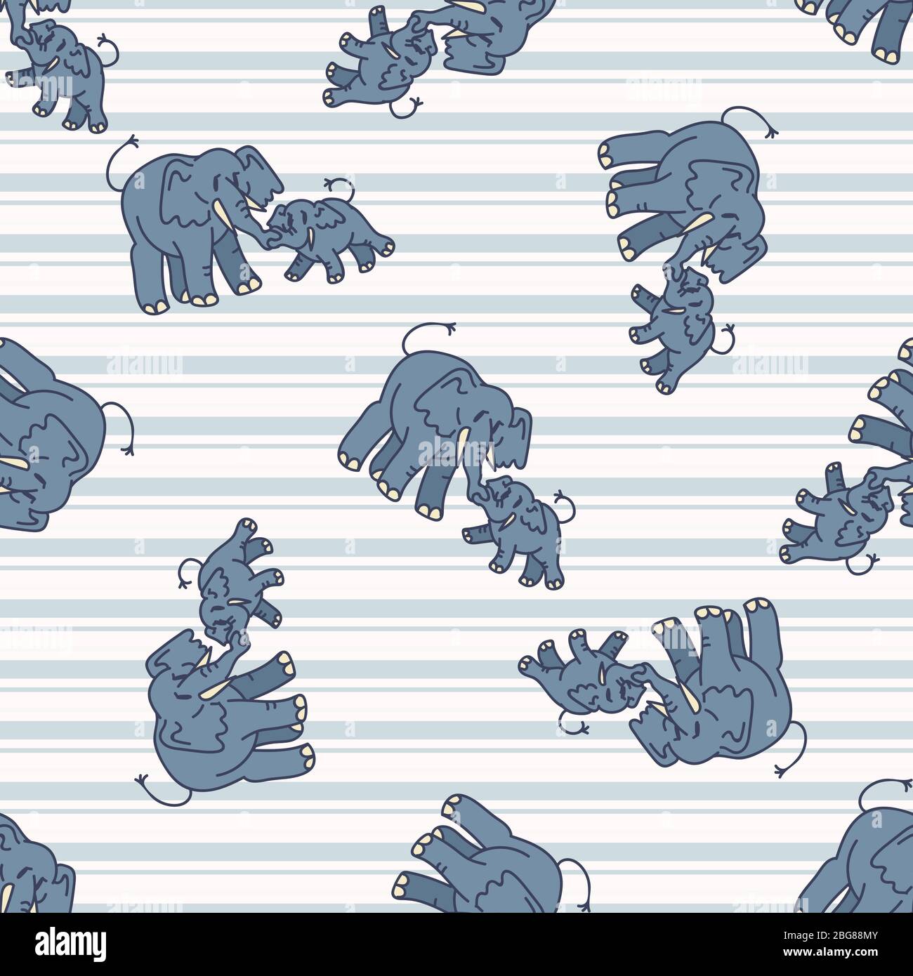 Kawaii cartoon Elephant seamless pattern. Cute safari animal background ...