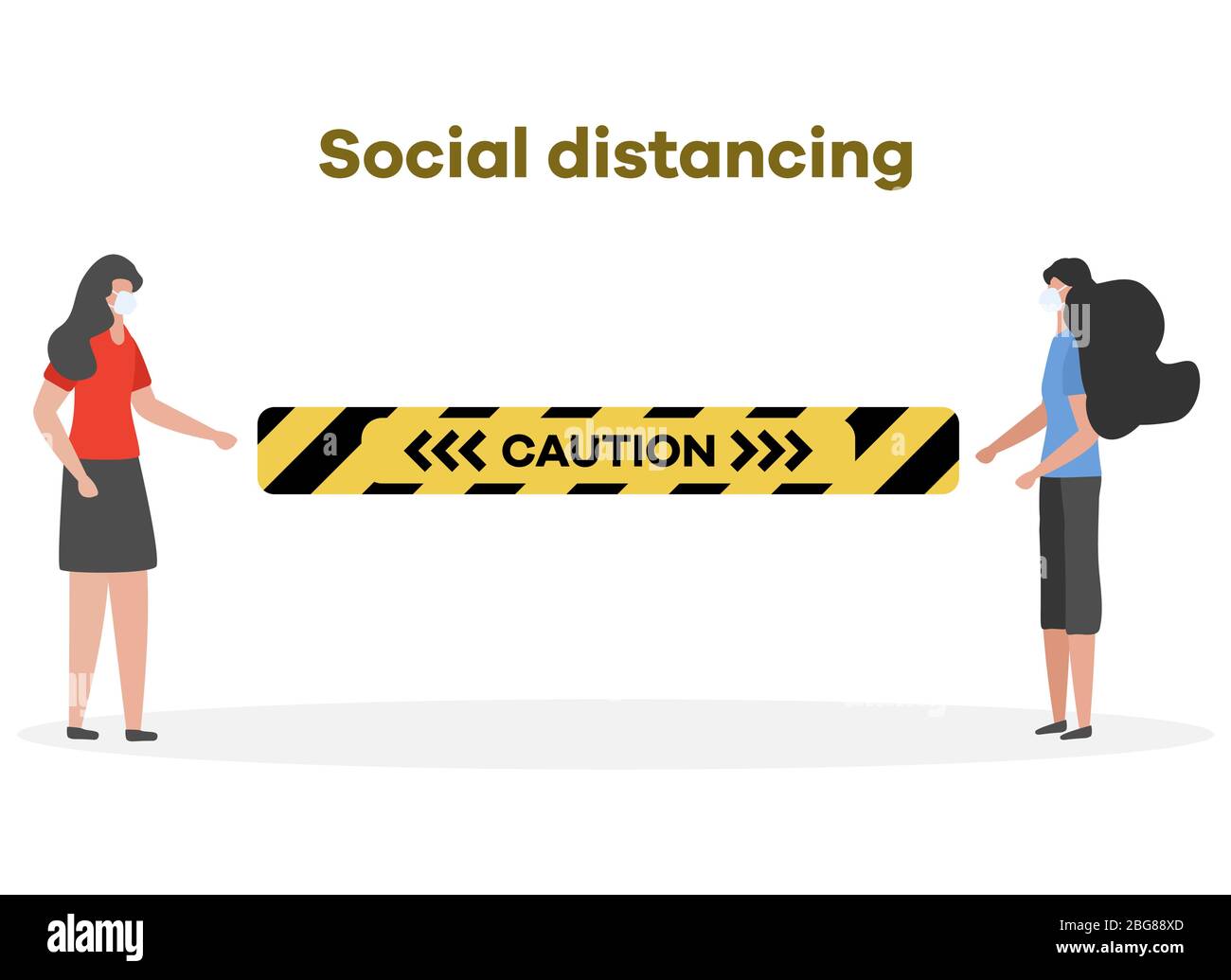 Vector illustration Keep distance. Social distancing. Chinese ...