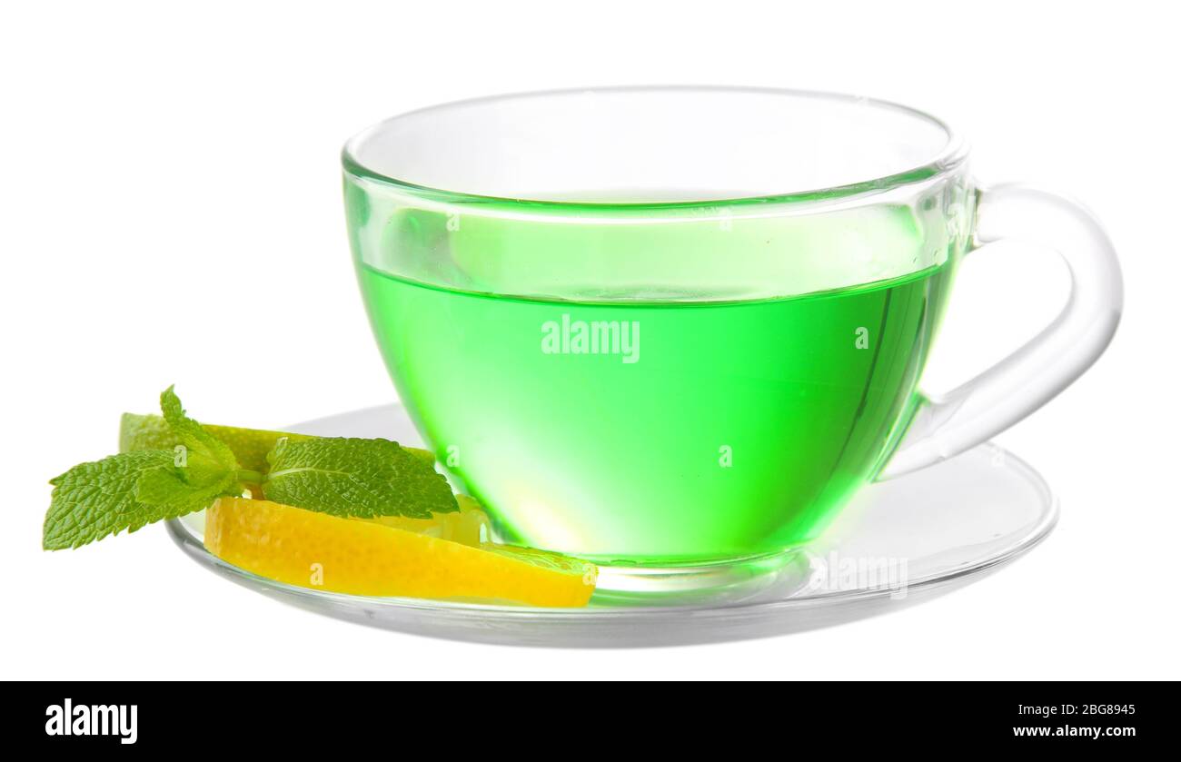 Transparent cup green tea Cut Out Stock Images & Pictures - Alamy
