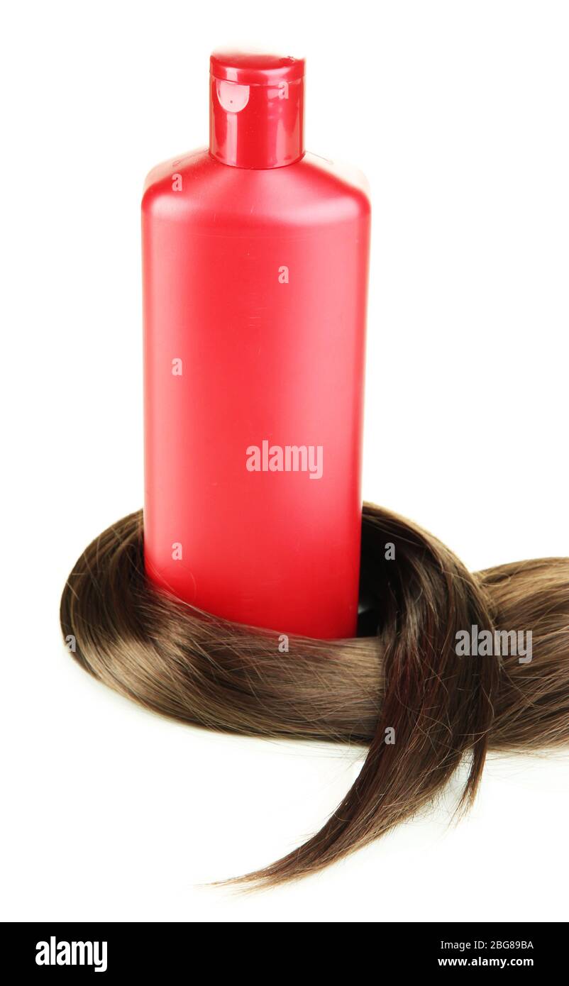 Shiny brown hair with shampoo isolated on white Stock Photo - Alamy