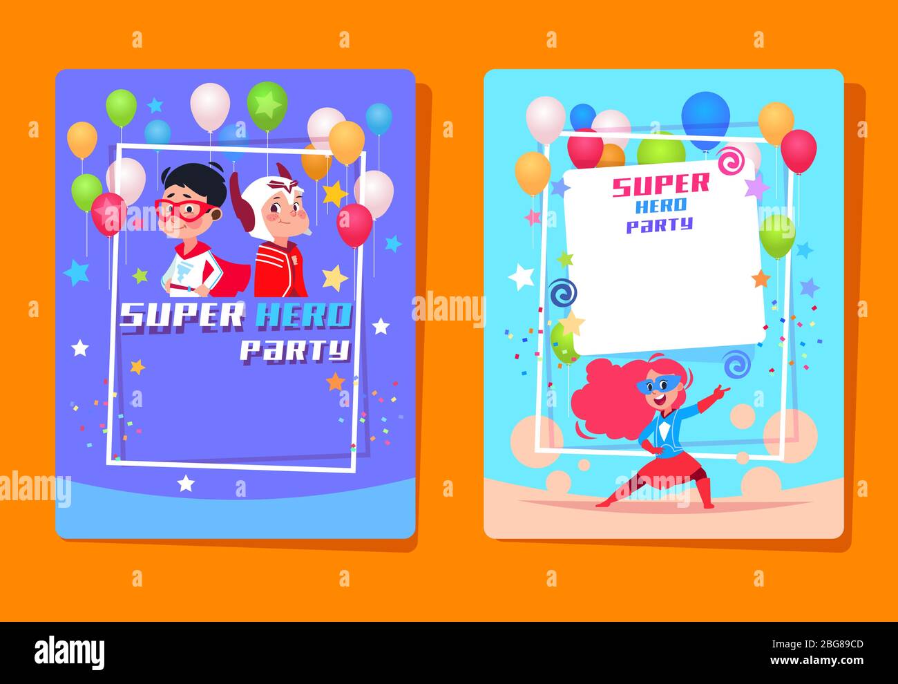 Superhero kids party. Preschool children in superheroes costumes ...