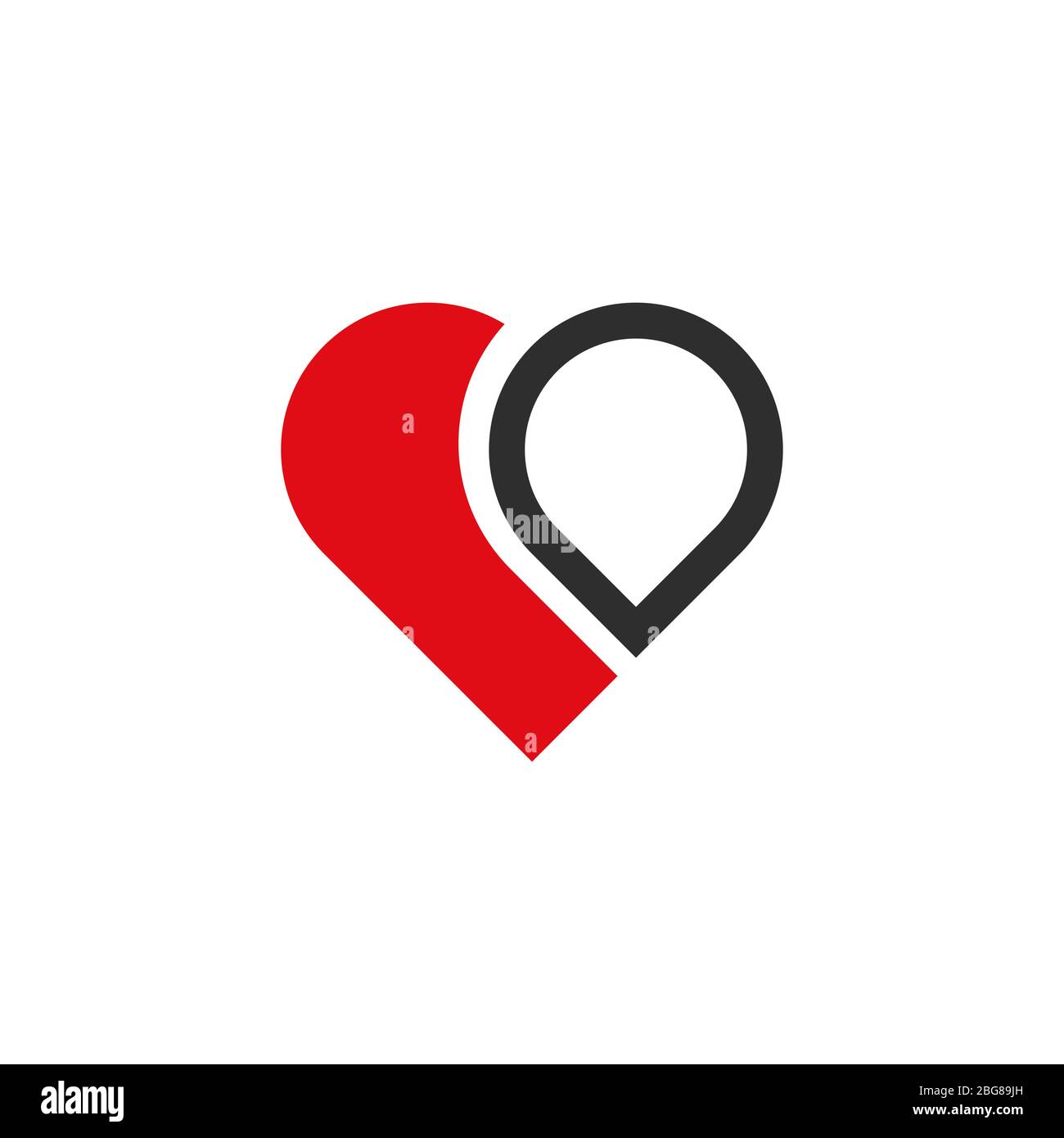Heart vector with the meeting point icon, simple logo creative design ...