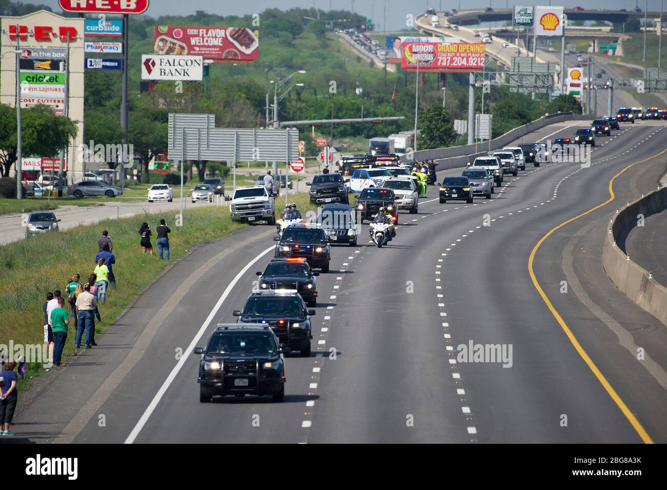 April 20, 2020: Procession honors fallen San Marcos officer Justin Putnam who was killed in the ...