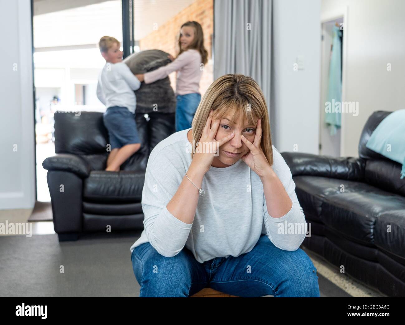 COVID-19 Isolation and mental health. Stressed out parents struggling ...