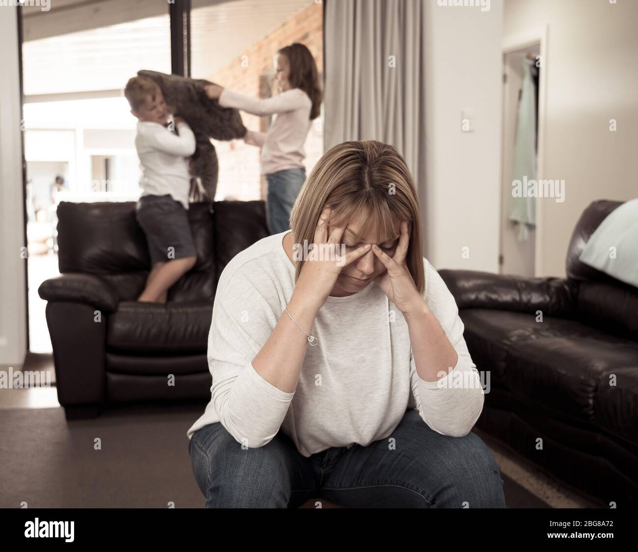 COVID-19 Isolation and mental health. Stressed out parents struggling ...