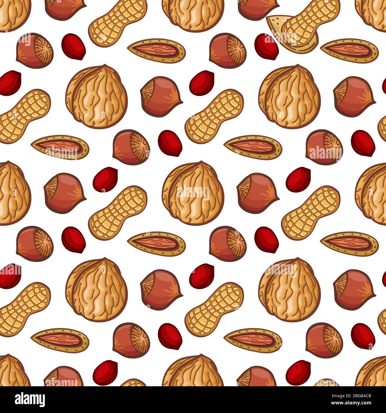 Fresh nuts seamless pattern. Vector nuts on white sketch background illustration Stock Vector ...