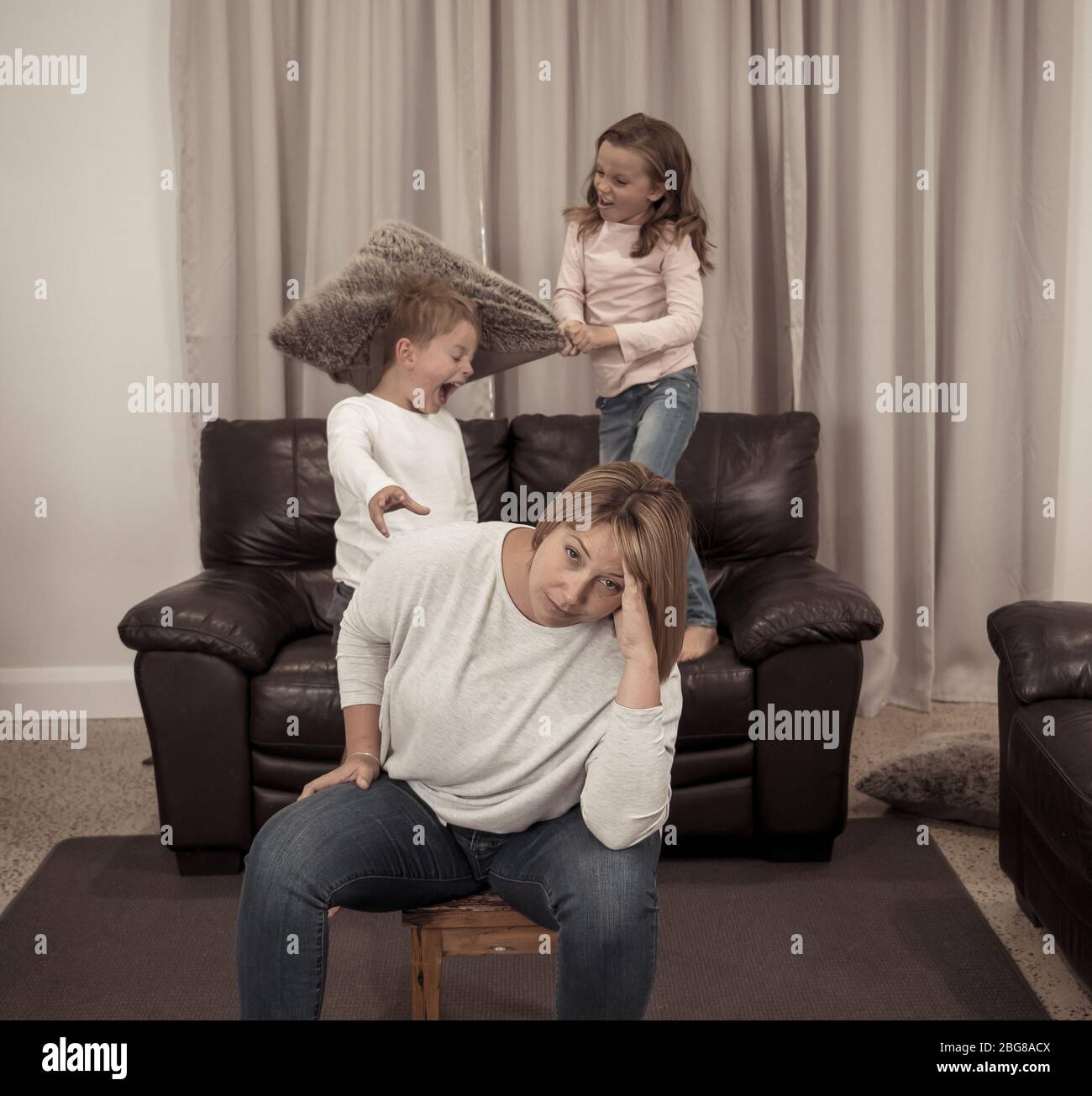 COVID-19 Isolation and mental health. Stressed out parents struggling ...