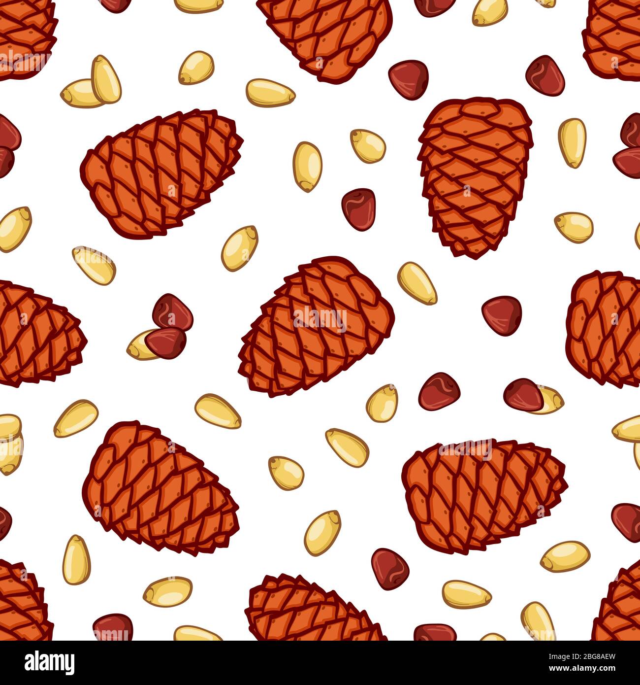 Pine and seed seamless pattern. Autumn forest eements background ...