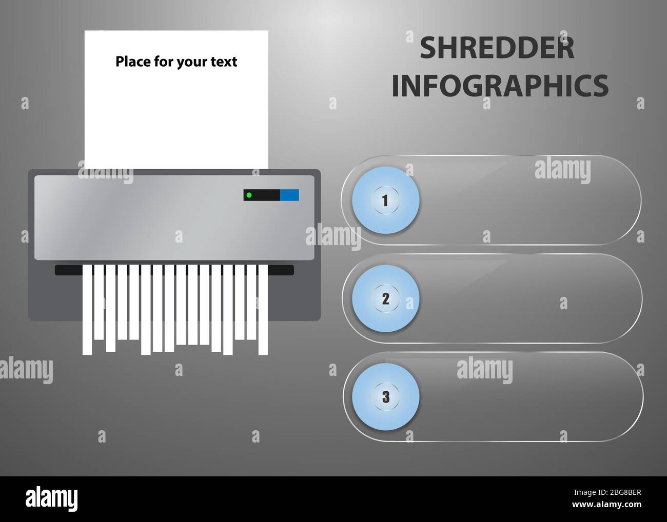 Shredder infographics concept vector showing shredder with blank paper ...