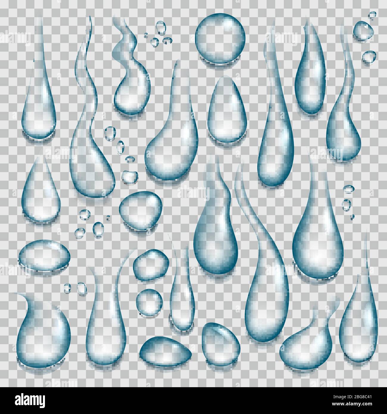 Realistic water drop. Transparent pure drops, tears splash and ...