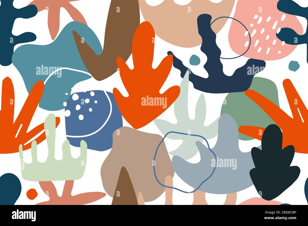 Seamless Hand Drawn Organic Pattern, Nature Blob Brush Background with ...