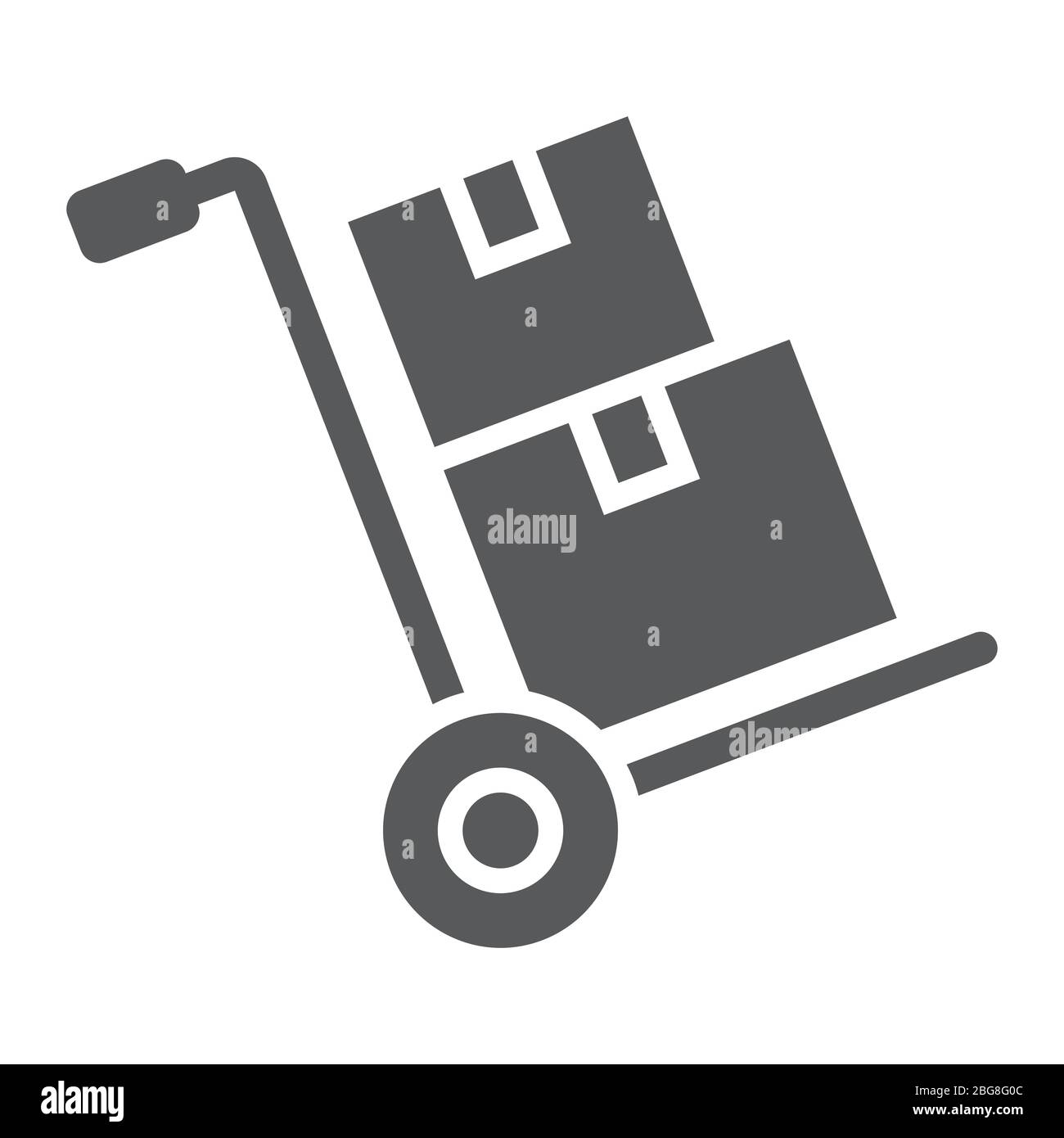 Hand truck with cardboard boxes glyph icon, logistic and delivery, hand ...
