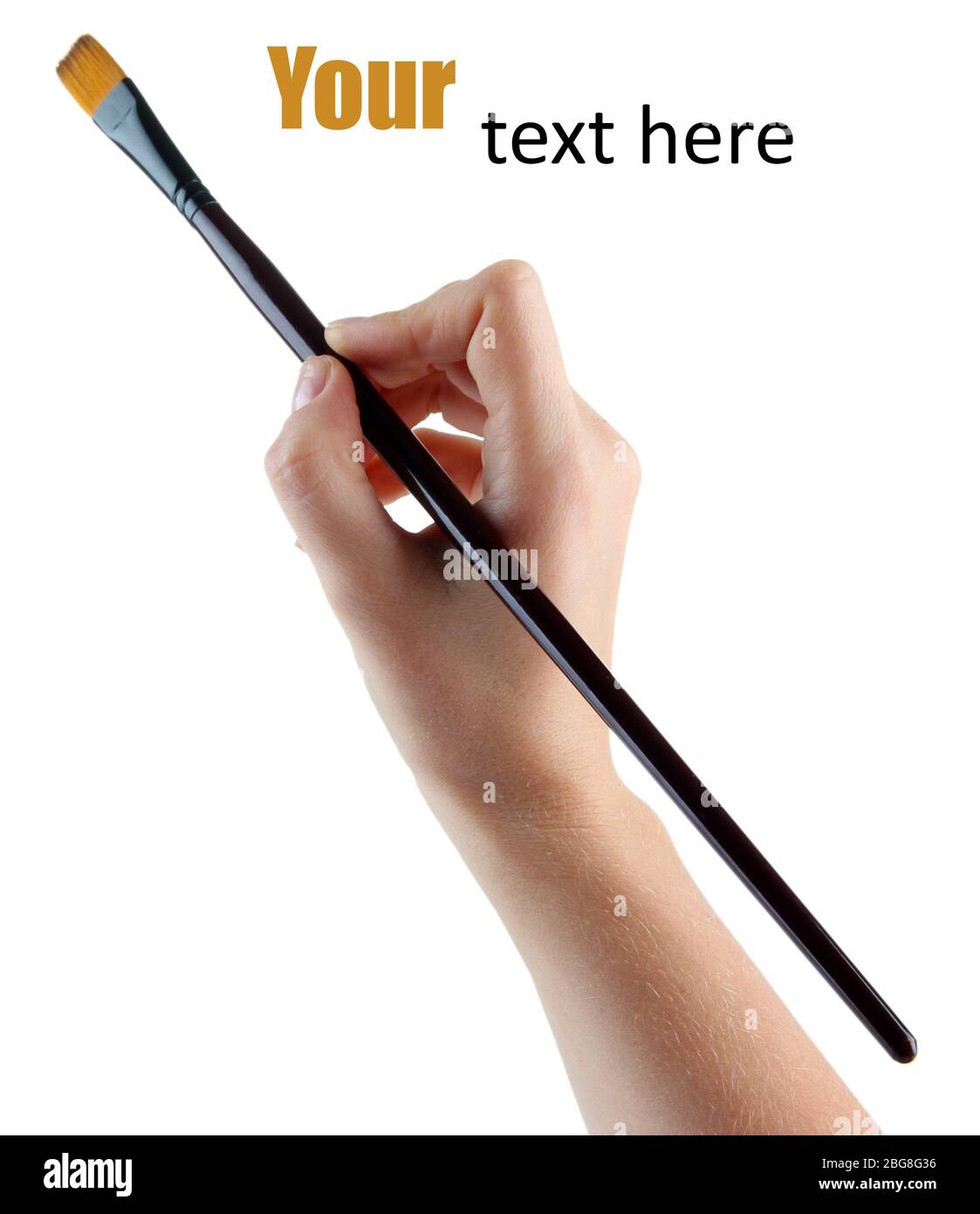 Paint brush in hand isolated on white Stock Photo - Alamy