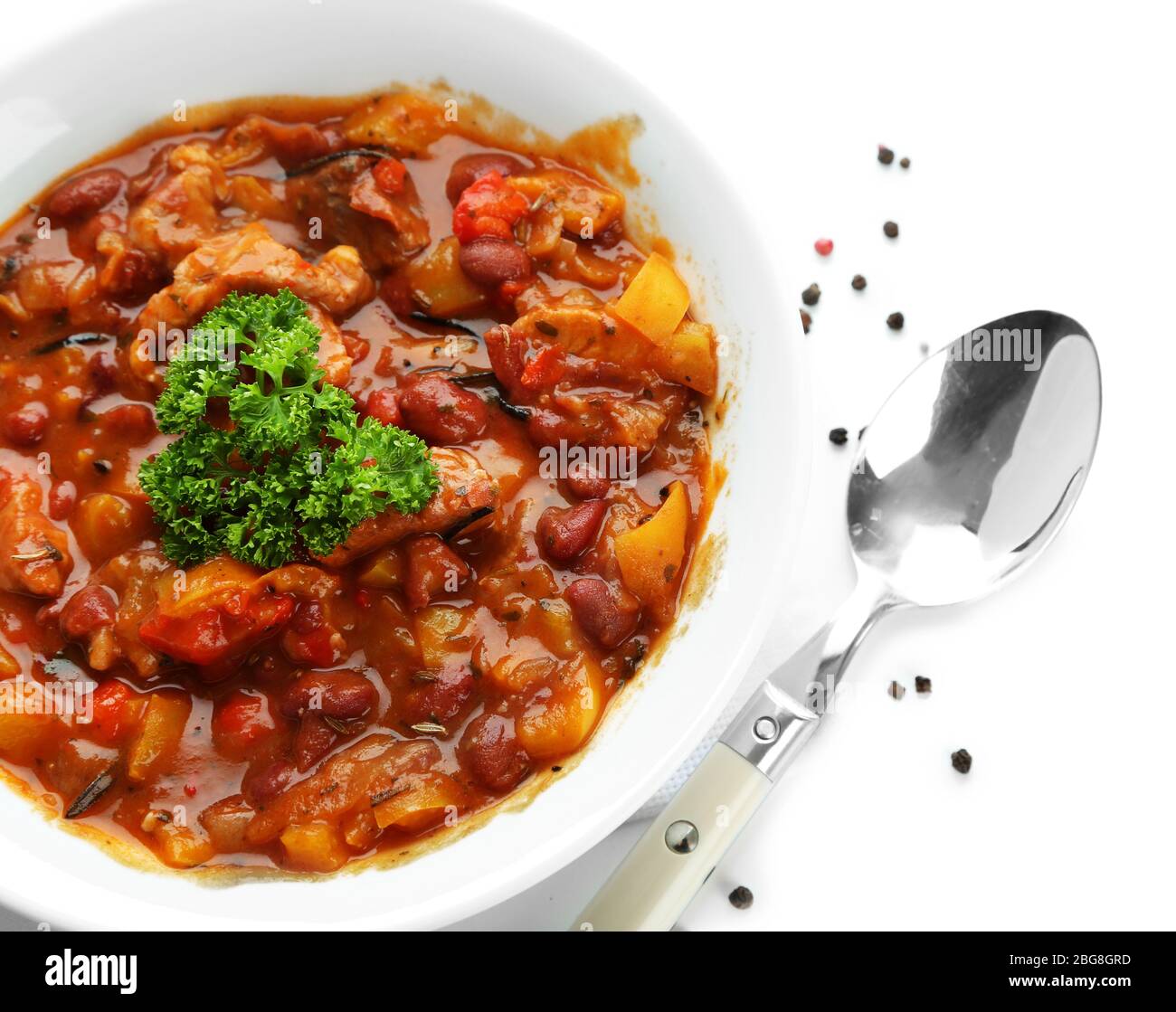 Chili Corn Carne - traditional mexican food, isolated on white Stock ...