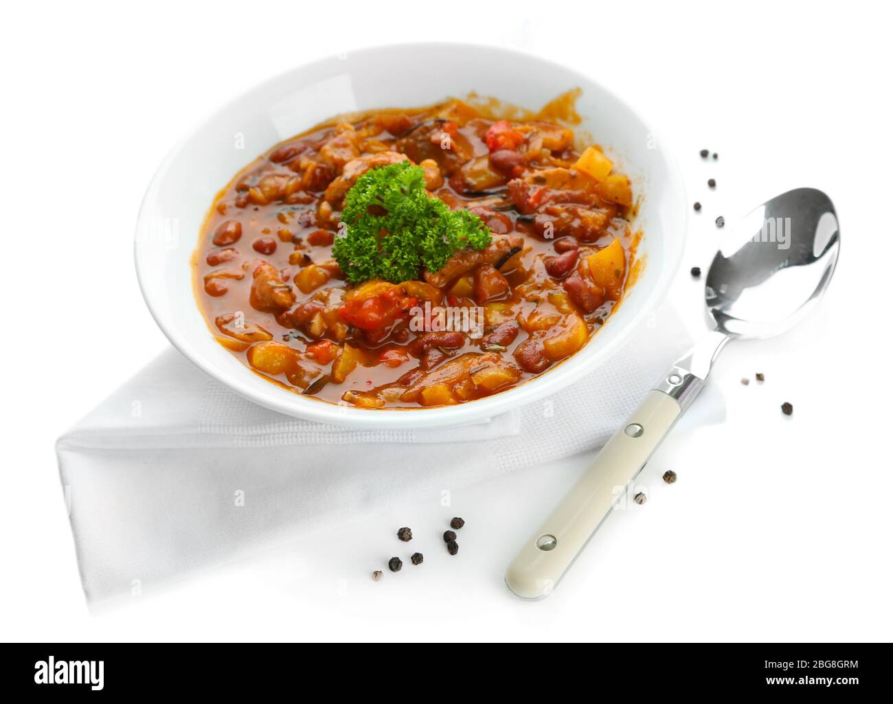 Chili Corn Carne - traditional mexican food, isolated on white Stock ...
