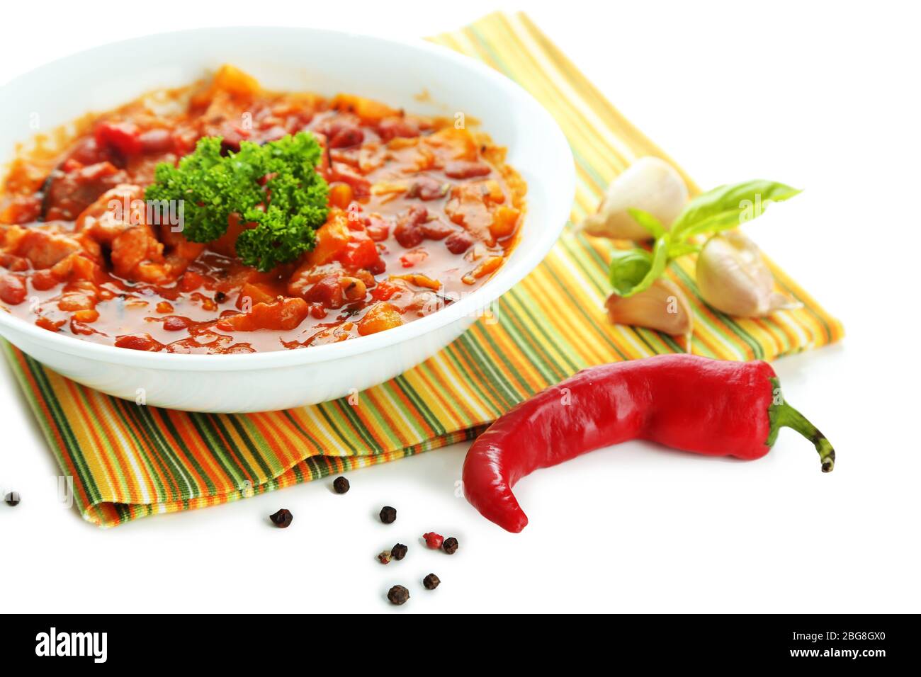 Chili Corn Carne - traditional mexican food, isolated on white Stock ...