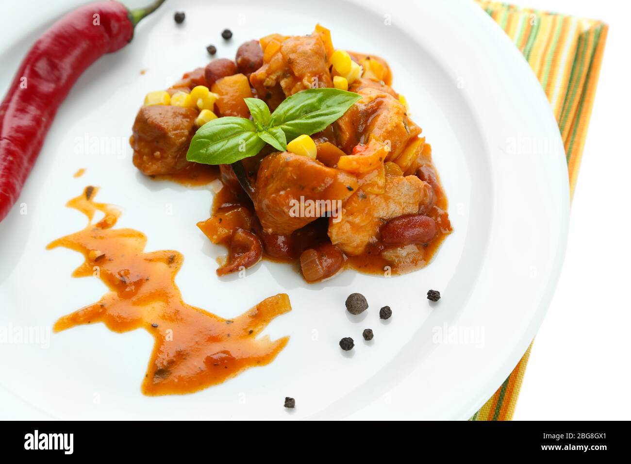 Chili Corn Carne - traditional mexican food, isolated on white Stock ...