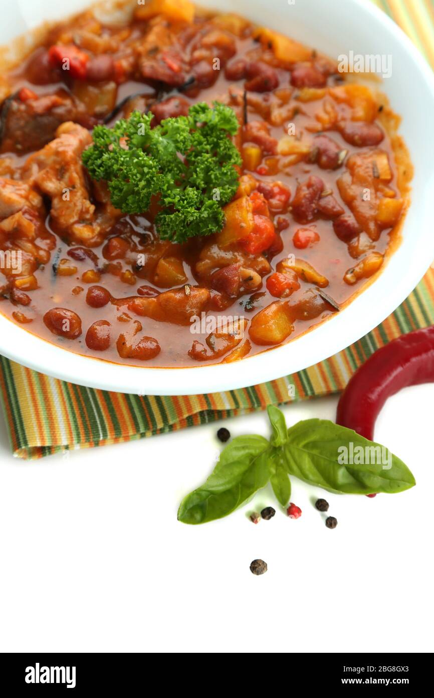 Chili Corn Carne - traditional mexican food, isolated on white Stock ...