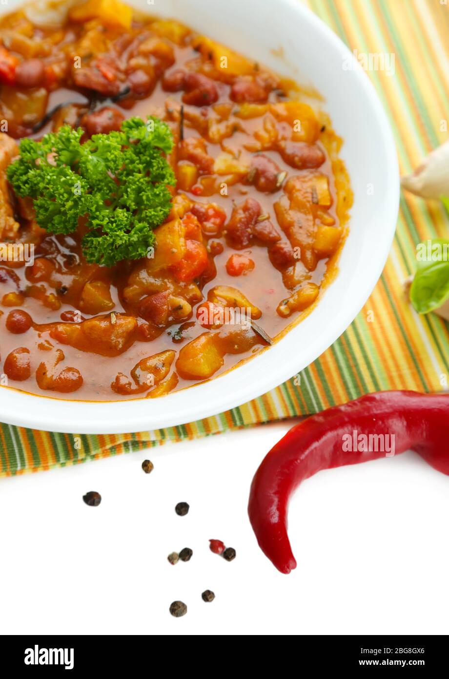 Chili Corn Carne - traditional mexican food, isolated on white Stock ...