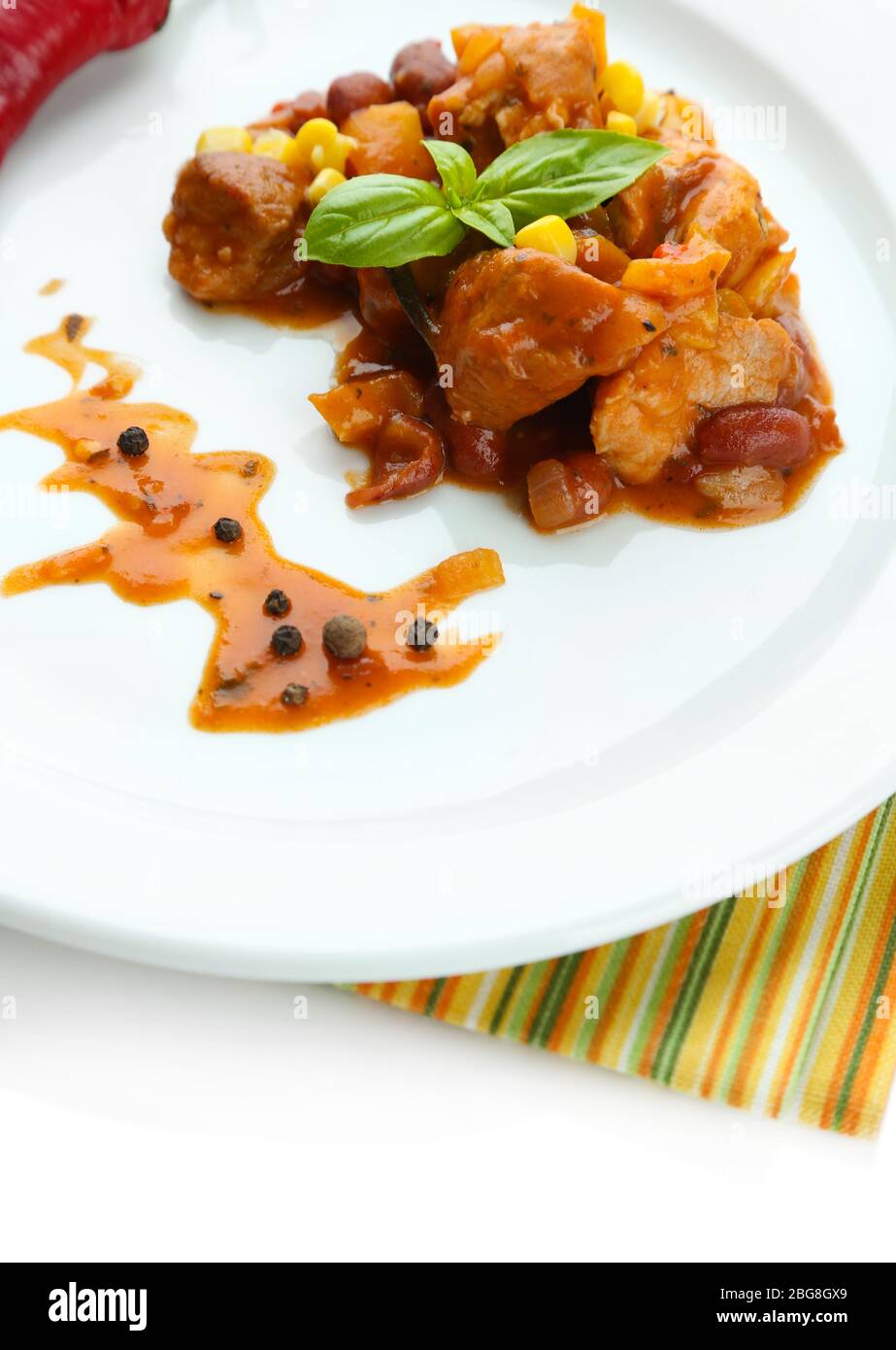 Chili Corn Carne - traditional mexican food, isolated on white Stock ...