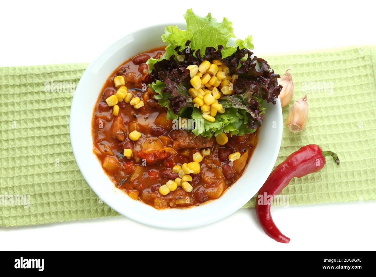 Chili Corn Carne - traditional mexican food, isolated on white Stock ...