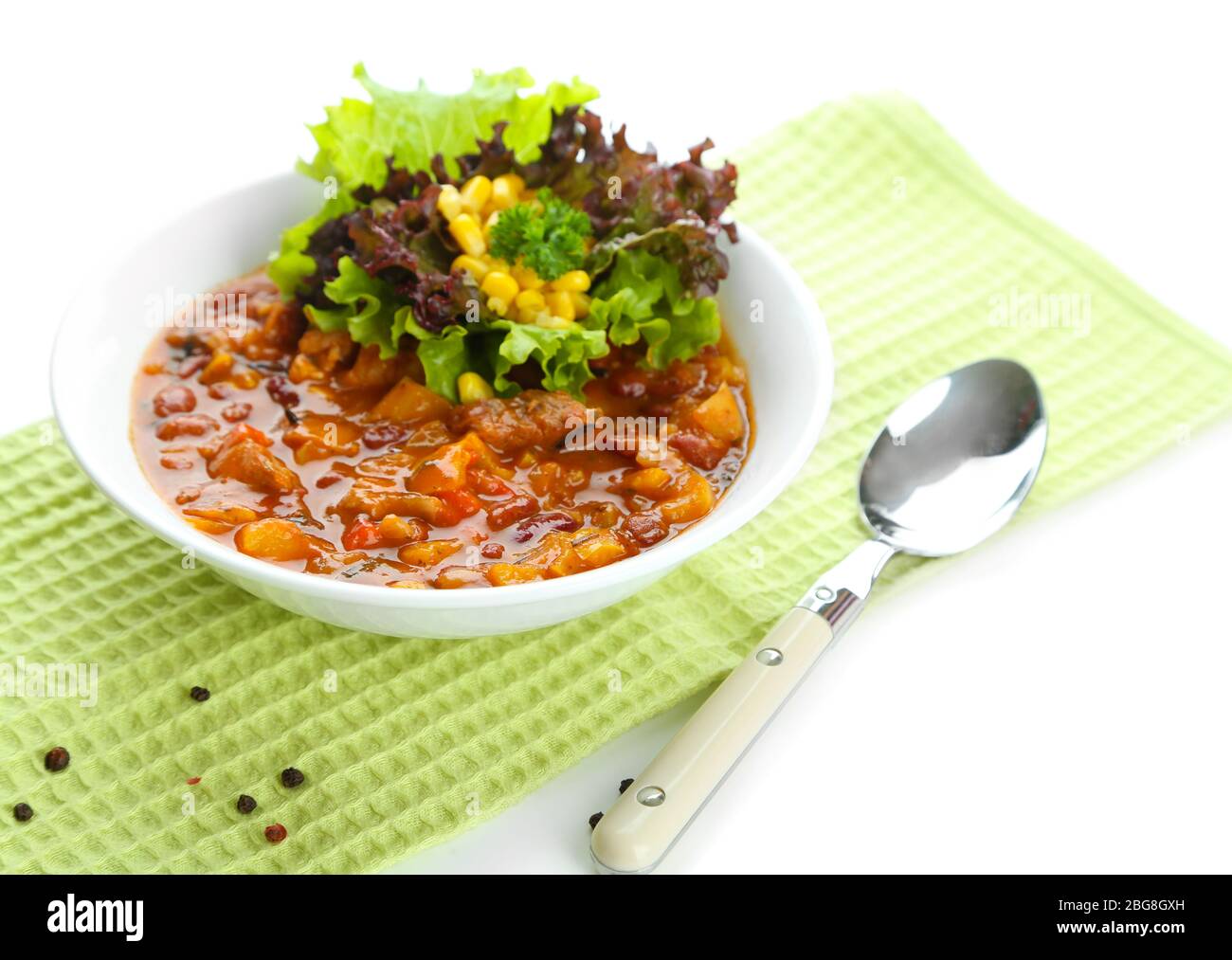 Chili Corn Carne - traditional mexican food, isolated on white Stock ...