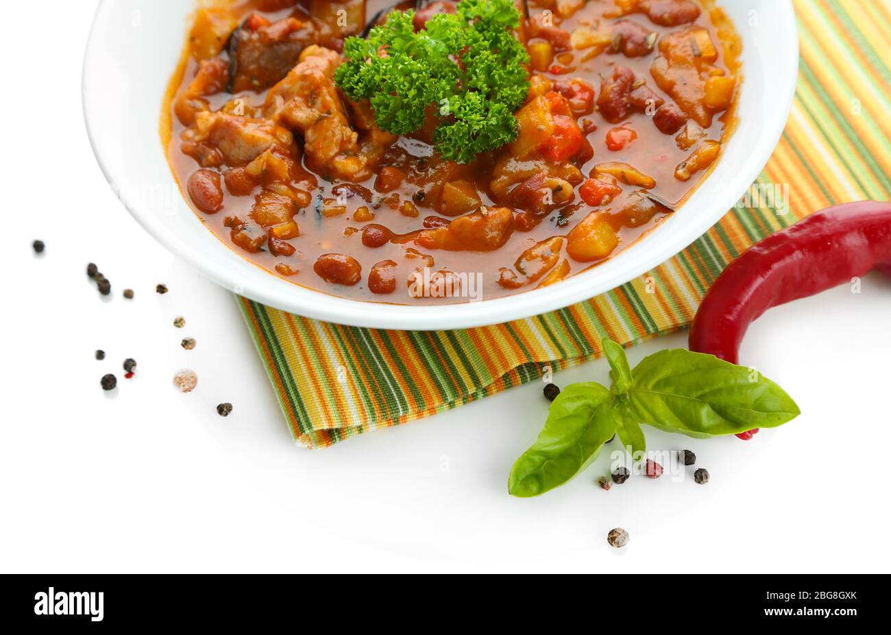 Chili Corn Carne - traditional mexican food, isolated on white Stock ...