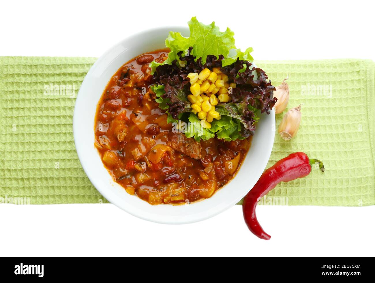 Chili Corn Carne - traditional mexican food, isolated on white Stock ...
