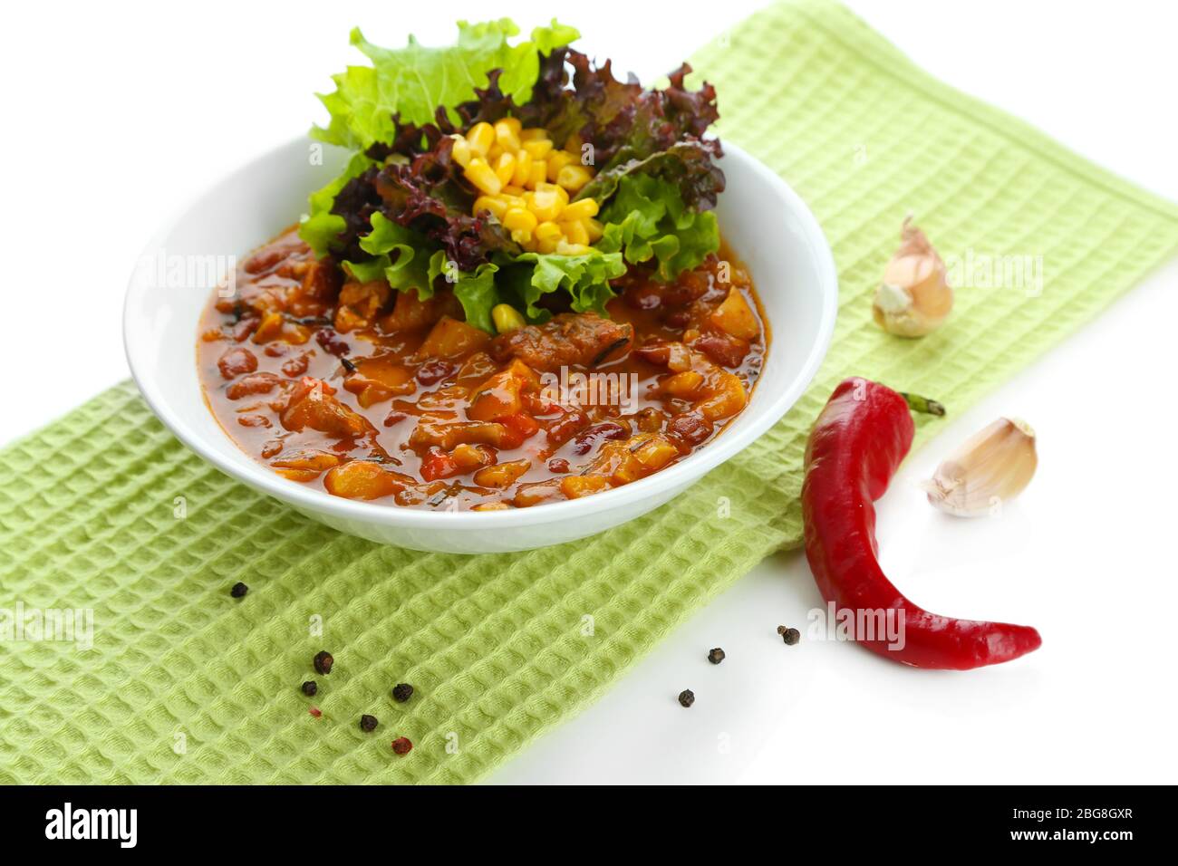 Chili Corn Carne - traditional mexican food, isolated on white Stock ...
