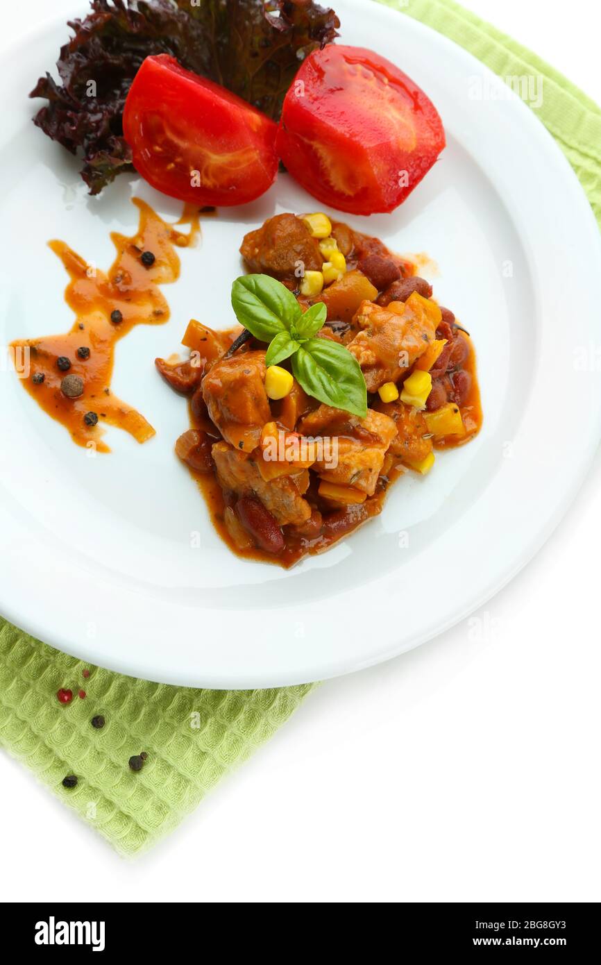 Chili Corn Carne - traditional mexican food, isolated on white Stock ...