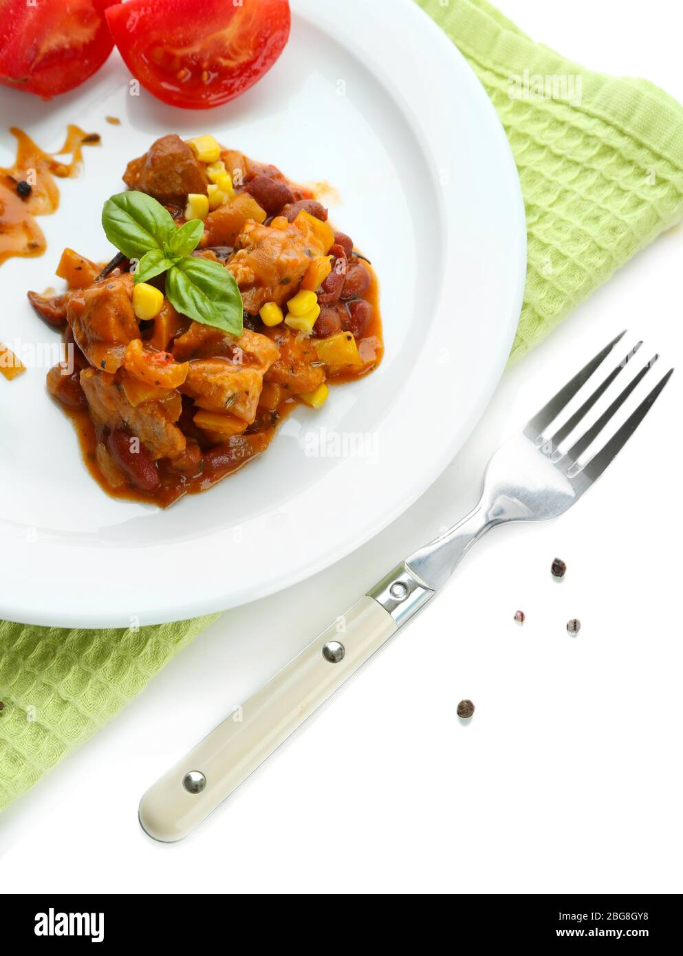 Chili Corn Carne - traditional mexican food, isolated on white Stock ...