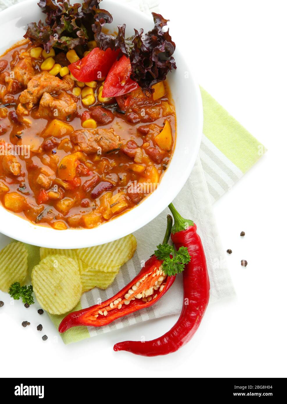 Chili Corn Carne - traditional mexican food, isolated on white Stock ...