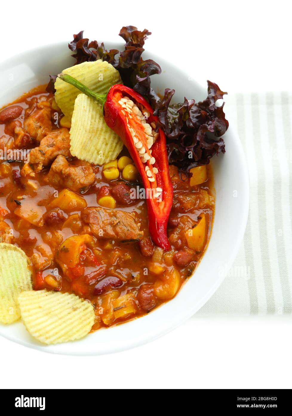 Chili Corn Carne - traditional mexican food, isolated on white Stock ...